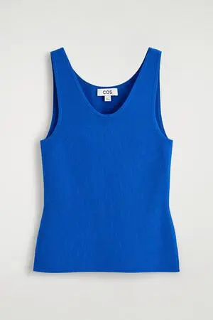Cos Knitted Scoop-neck Tank Top - Blue