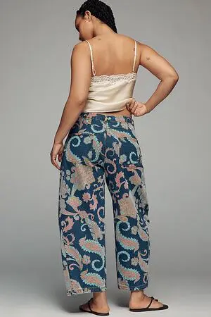 NEVER FULLY DRESSED Paisley Denim Barrel Pants