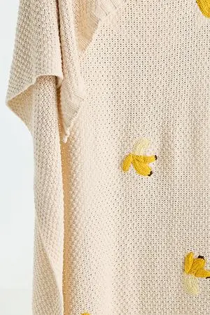 Anthropologie Isabella Cotton Knit Banana Icon Throw