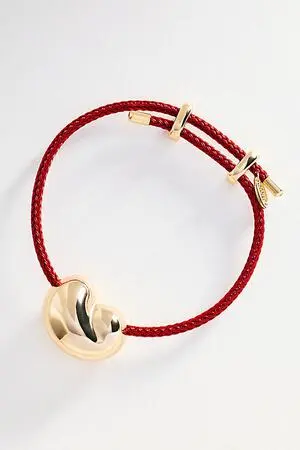 Anthropologie By Anthropologie Bean Pendant Cord Bracelet Red
