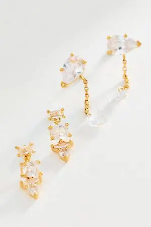 Anthropologie Crystal Earrings Set - Gold