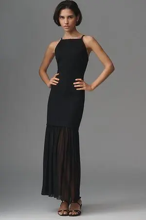 Anthropologie Sheer Backless Midi Dress