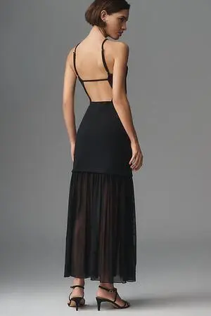 Anthropologie Sheer Backless Midi Dress