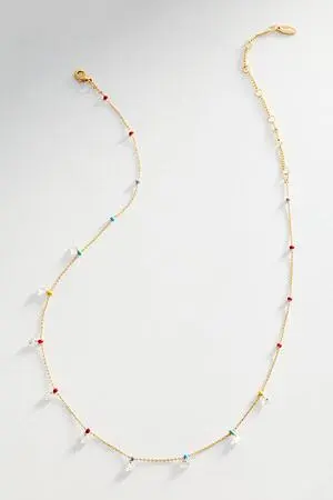 Anthropologie Confetti Crystal Drop Necklace Multi