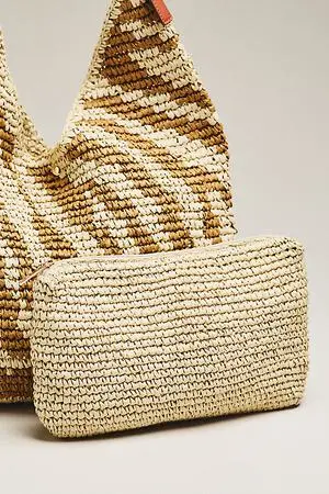 Anthropologie Love Knot Raffia Buckle Slouchy Bag