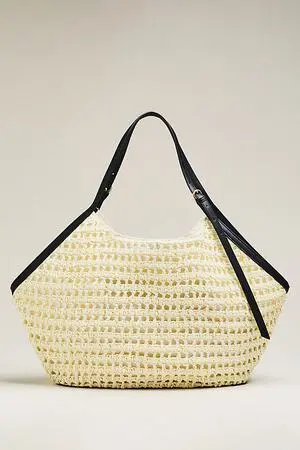 CELANDINE Oversized Raffia Hobo Bag - Cream