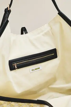 CELANDINE Oversized Raffia Hobo Bag - Cream