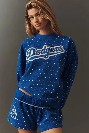 Mitchell & Ness Mlb Long-sleeve Crew-neck Pullover - Dodgers