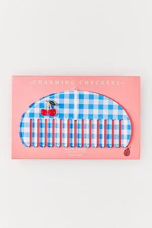 Anthropologie Picnic Collection Gingham Comb With Cherry Gem