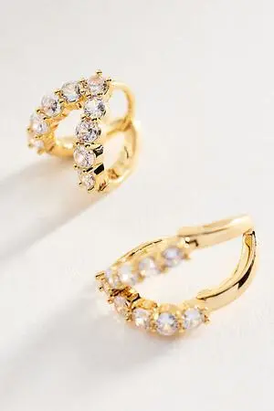 Anthropologie Split Huggie Hoop Earrings - Clear