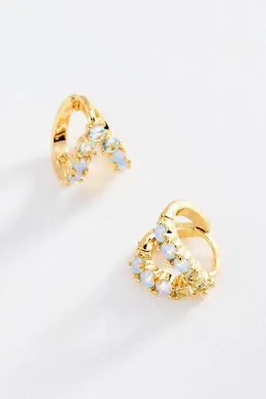Anthropologie Split Huggie Hoop Earrings - Light Blue