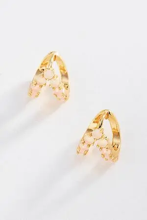 Anthropologie Split Huggie Hoop Earrings - Pink