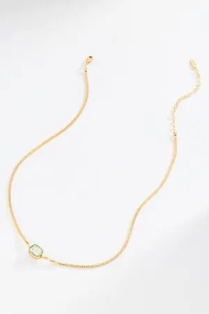 Anthropologie Enamel Bezel Crystal Pendant Necklace - Green