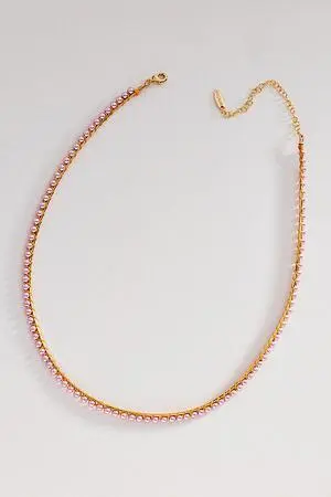 Anthropologie Threaded Pearls Layering Necklace - Orange