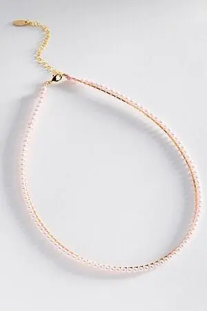 Anthropologie Threaded Pearls Layering Necklace - Pink