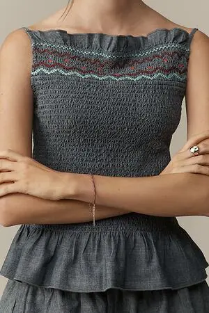 Anthropologie Cotton Smocked Tank Top