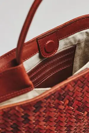 ECOTORIE Large Woven Leather Top Handle Bag