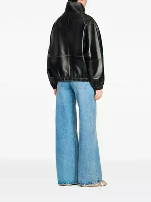 Sandro Distressed Leather Bomber Jacket