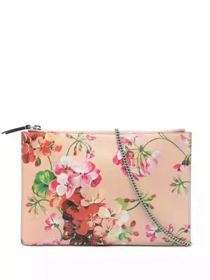 Gucci Calfskin Blooms Chain Clutch - Brown