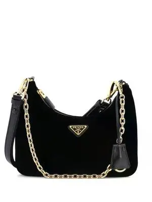 Prada Re-edition Velvet Mini Shoulder Bag - Black