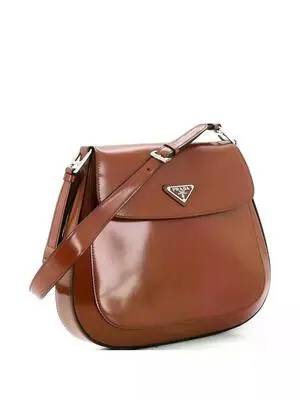 Prada Cleo Flap Spazzolato Leather Large Shoulder Bag - Brown