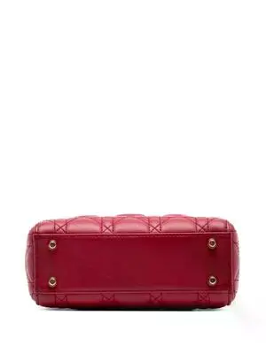 Dior 2020 Mini Lambskin Cannage Lady Satchel - Red