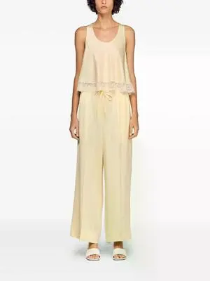 Sandro Drawstring Wide-leg Satin Trousers - Neutrals