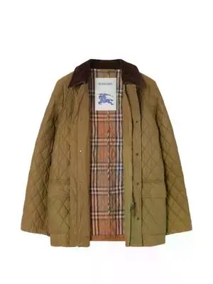 Burberry Quilted Barn Jacket With Corduroy Collar