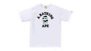A BATHING APE New Camo College Tee Shirt - White