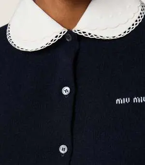 Miu Miu Cashmere Cardigan With Logo