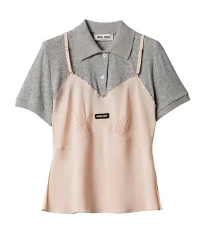 Miu Miu Silk And Cotton Layered Tank Polo Shirt