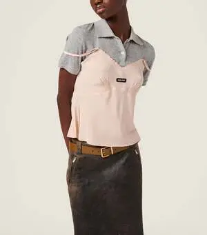 Miu Miu Silk And Cotton Layered Tank Polo Shirt