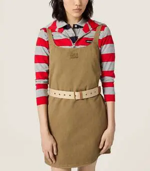 Miu Miu Cotton Gabardine Belted Mini Dress