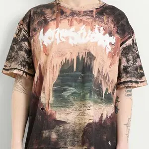 Acne Studios Cave Print T-shirt - Black/rust Brown