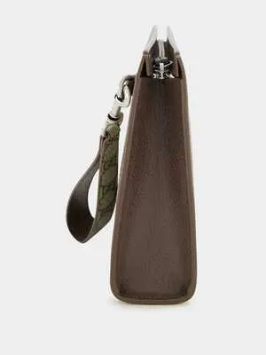 Gucci Gg Supreme Pouch With Leather Trim