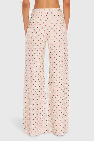 Amanda Uprichard Polka Dot Wide Leg Trousers - Beige Red
