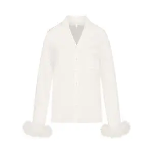 SKIMS Bridal Sleep Feather Trim Long Set | White | Small - Ivory