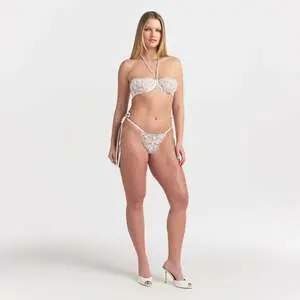 SKIMS Lace Tie Side Tanga - Snow