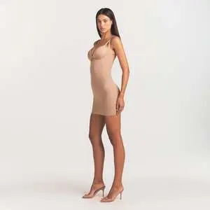 SKIMS Open Bust Mini Slip Dress - Clay