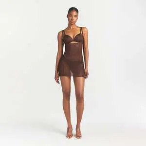 SKIMS Open Bust Mini Slip Dress - Cocoa