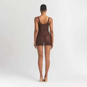 SKIMS Open Bust Mini Slip Dress - Cocoa