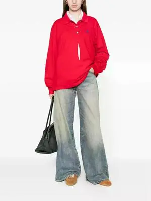 Prada Long-sleeve Piqué Polo Shirt - Red