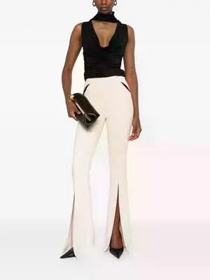 Elisabetta Franchi Logo-detail Flared Trousers - Neutrals