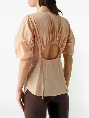 Elisabetta Franchi Open Back Gathered Shirt - Neutrals