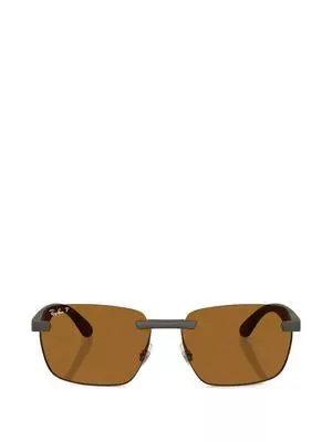 Ray-ban Rectangle-frame Rimless Sunglasses - Brown