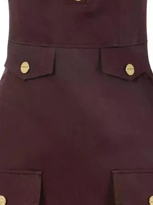 Elisabetta Franchi Sleeveless Dress With Gold-tone Button Detail - Brown