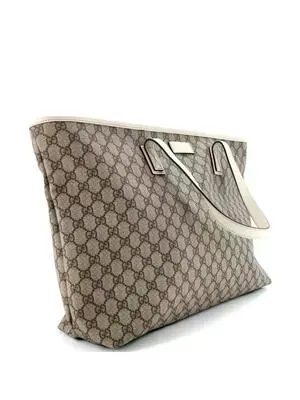 Gucci Plus Gg Coated Canvas With Leather Large Tote Bag