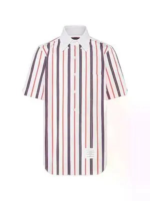 Thom Browne Poplin Repp Stripe Short Sleeve Shirt - White