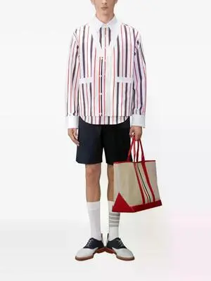 Thom Browne Poplin Repp Stripe Short Sleeve Shirt