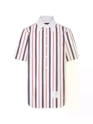 Thom Browne Poplin Repp Stripe Short Sleeve Shirt - White